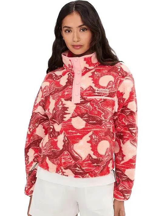 Columbia Helvetia Ii Printed Cropped Fleece 1/2 Snap Jacket - Red