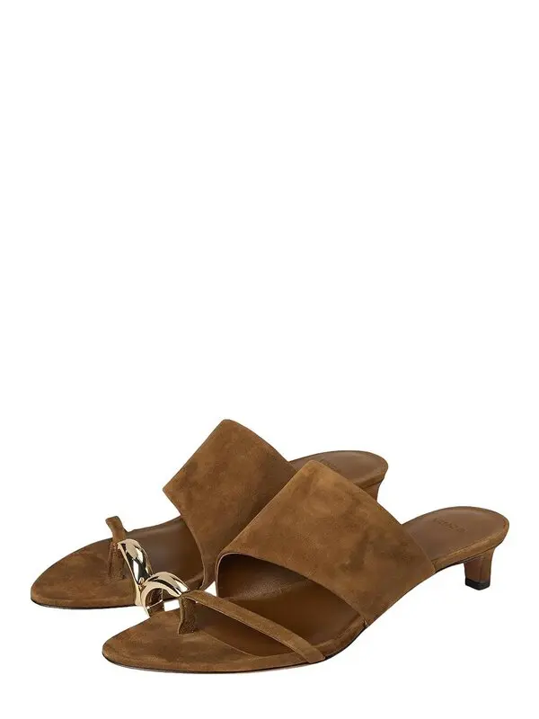 Vince Suzie Slide Sandals With Gold Tone Ring Detail - Tan