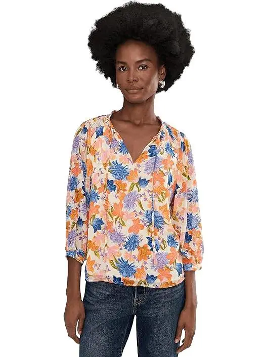 Vince Camuto Tie Neck Peasant Sleeve Blouse - White