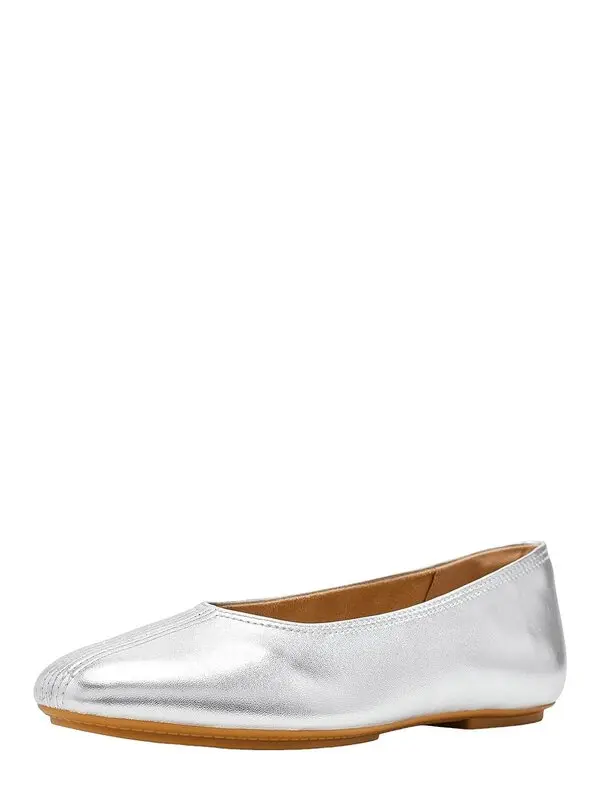 Fitflop Delicato High-cut Soft-leather Ballet Flats - Silver