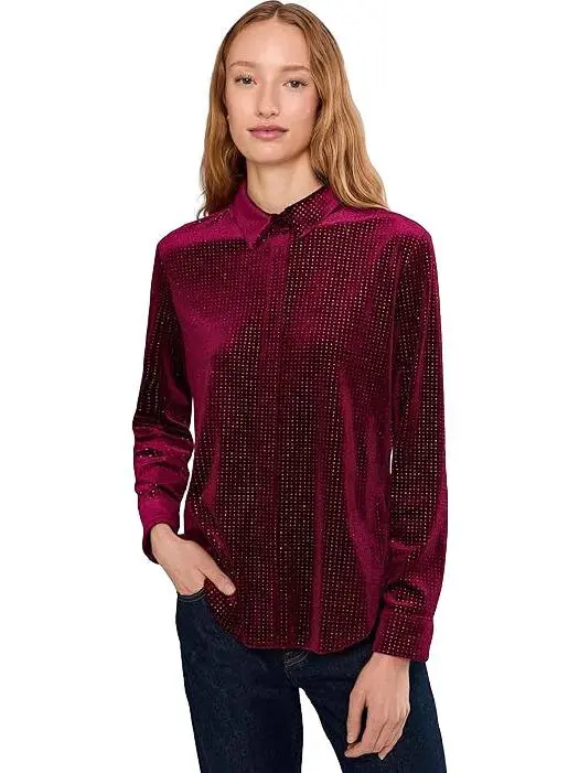 Vince Camuto Sequin Embellished Shirt - Burgundy