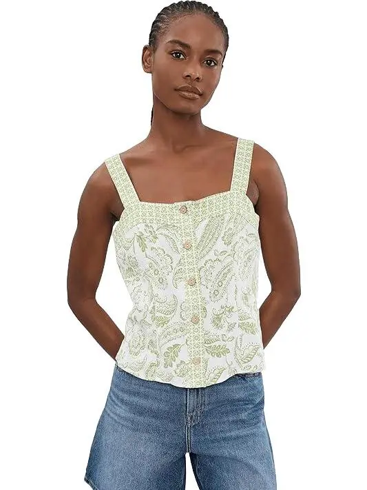 Vince Camuto Button-down Tank Top - Olive