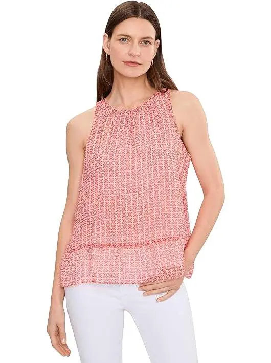 Vince Camuto Halter Neck Shell With Peplum Hem - Red