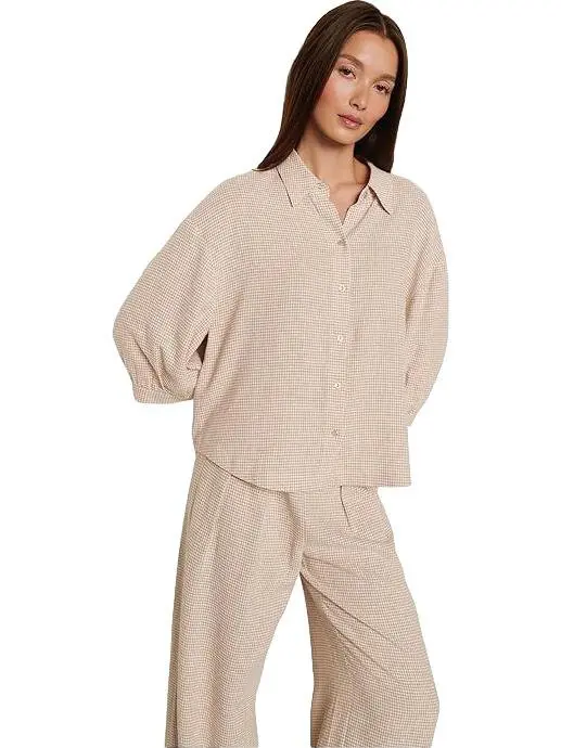 Eberjey Linen Blend Relaxed Sleeve Top - Beige