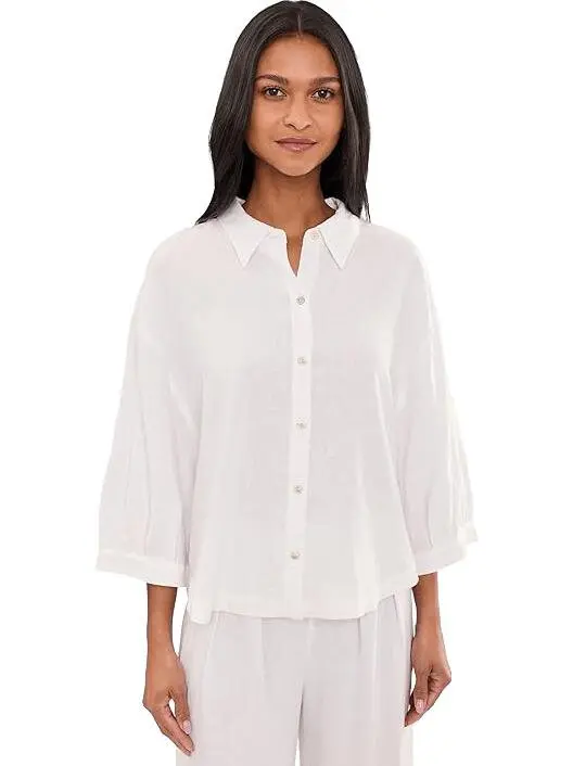 Eberjey Linen Blend Relaxed Sleeve Top - Bone