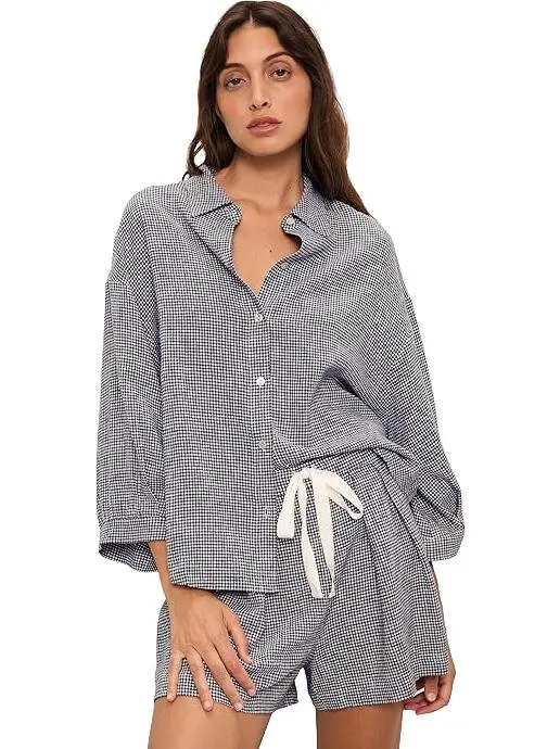 Eberjey Linen Blend Relaxed Sleeve Top - Gray
