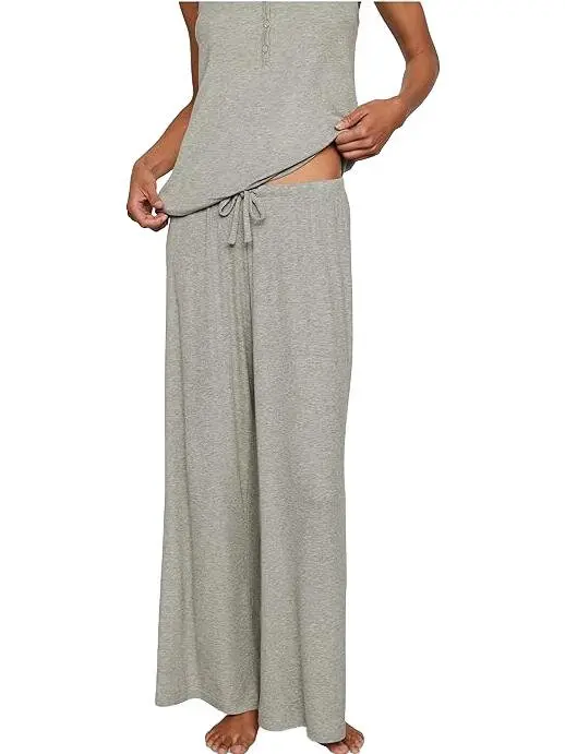Eberjey Dream Rib Wide Leg Pajama Pants - Gray