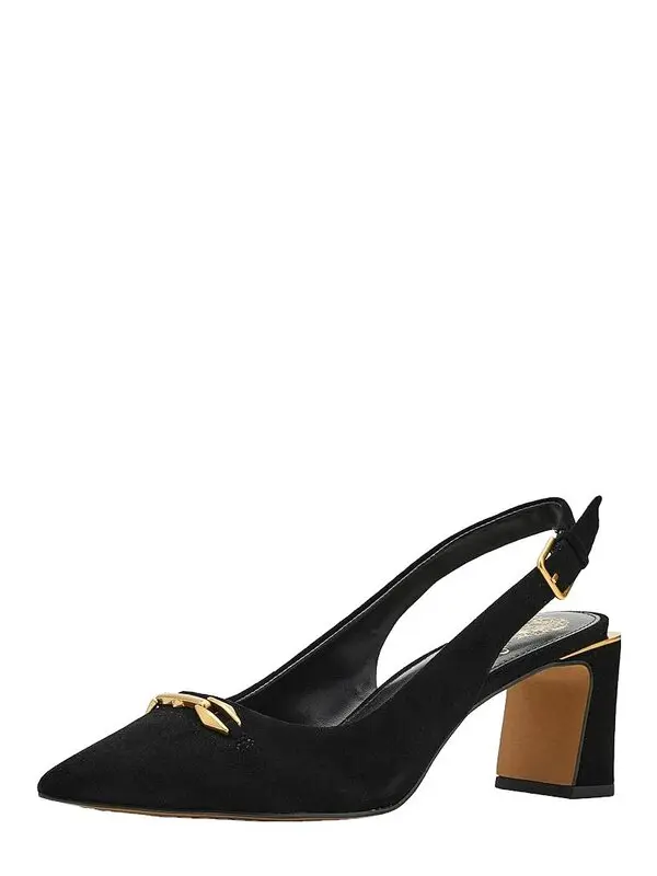 Vince Camuto Hamden Link Slingback Block Heel Pumps - Black