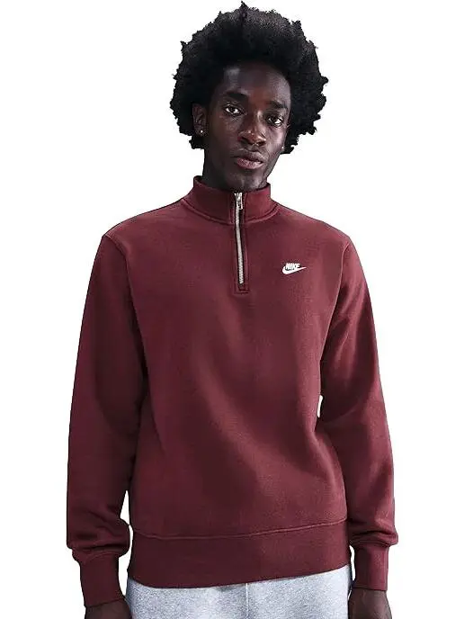 Nike Club Basket Ball Half-zip Top Sweatshirt - Burgundy