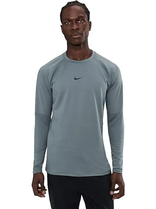 Nike Pro Warm Long Sleeve Crew Top - Gray