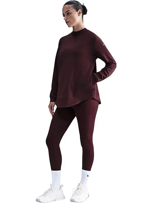 Nike Fleece Reversible Pullover Maternity Top - Burgundy