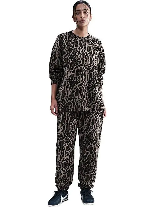 Nike Phoenix Fleece Oversized All Over Print Crew - Animal Print