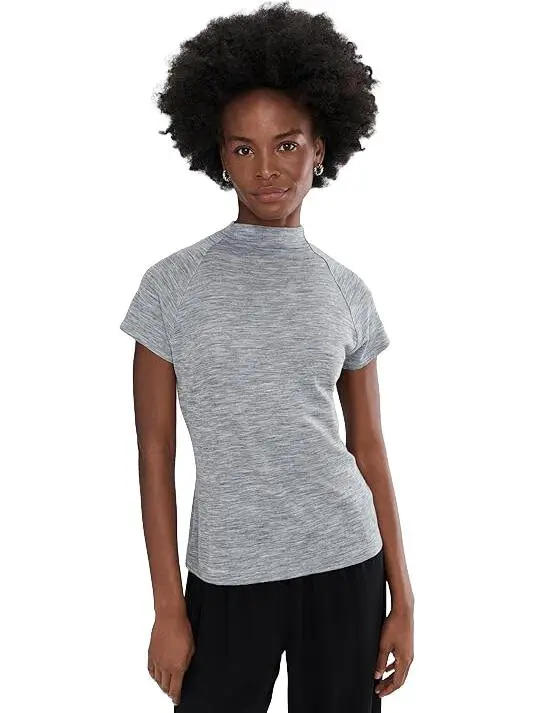 Vince Cap Sleeve Mock Neck Top - Purple