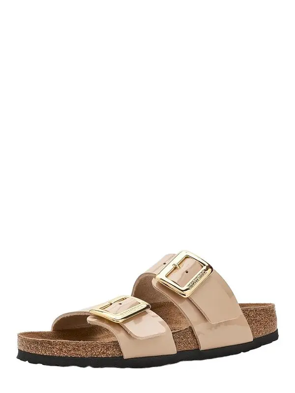 BIRKENSTOCK Sydney Luxe Buckle Patent Sandals - Bone