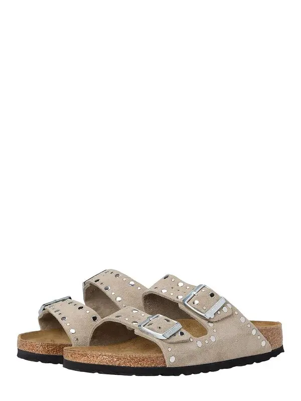 BIRKENSTOCK Arizona Rivets Suede Sandals - Taupe