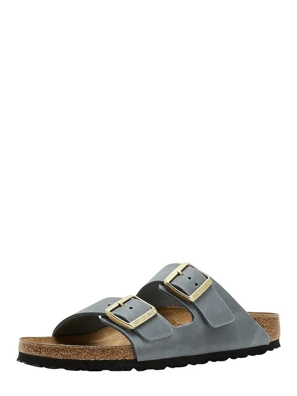 BIRKENSTOCK Arizona Oiled Leather Slide Sandals - Gray