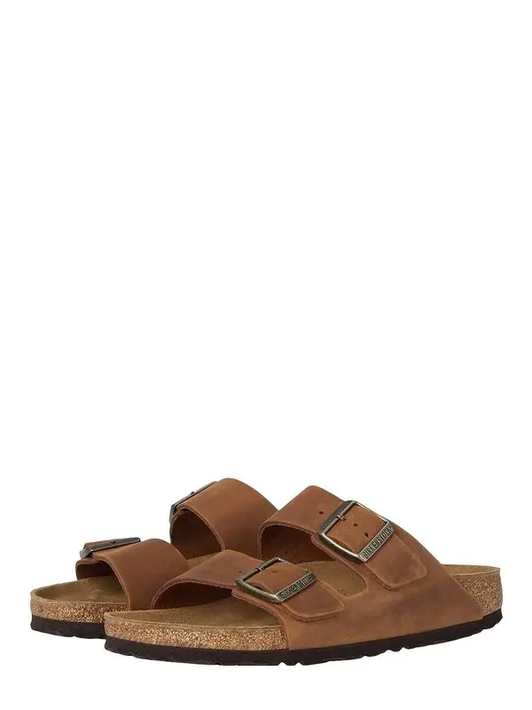 BIRKENSTOCK Arizona Oiled Leather Slide Sandals - Tan