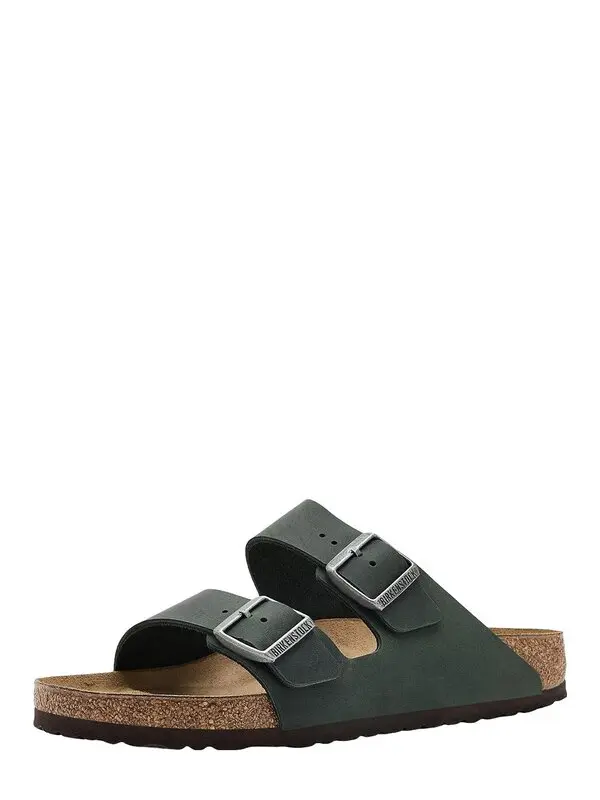 BIRKENSTOCK Arizona Oiled Leather Slide Sandals - Thyme