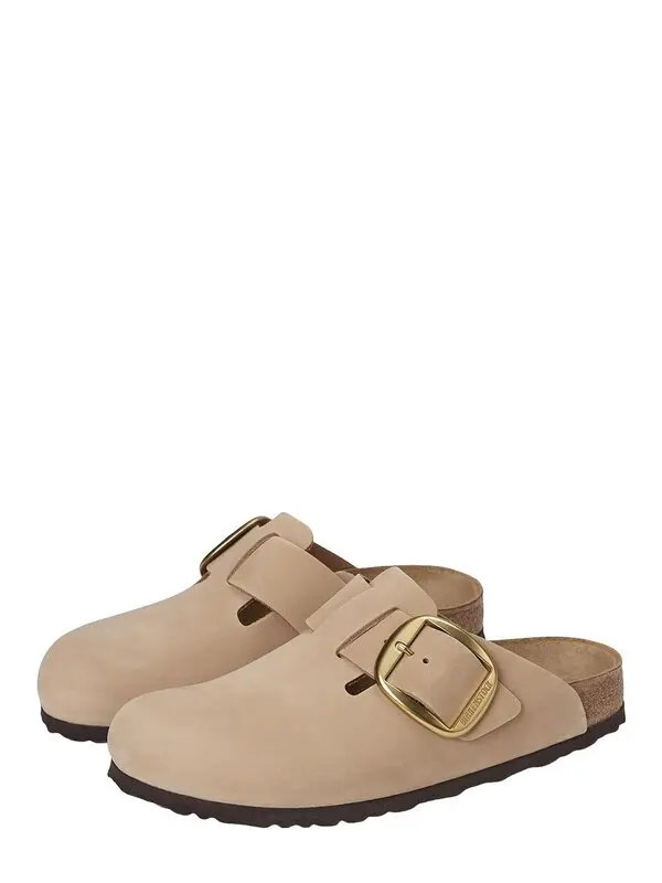 BIRKENSTOCK Boston Big Buckle Nubuck Leather Clogs - Brown