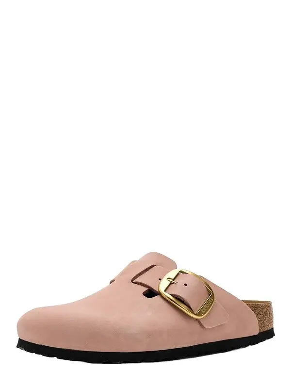 BIRKENSTOCK Boston Big Buckle Nubuck Leather Clogs - Pink