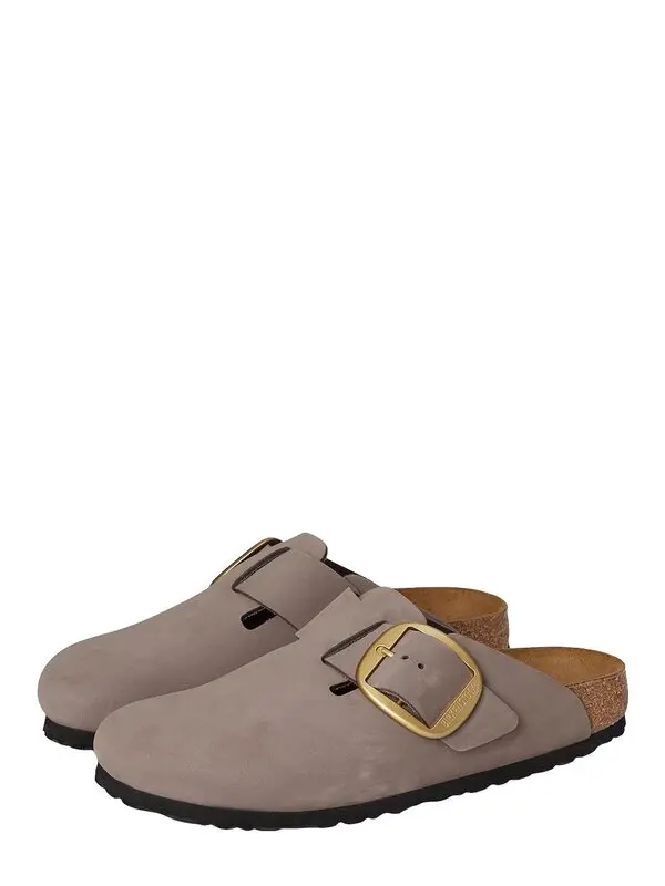 BIRKENSTOCK Boston Big Buckle Nubuck Leather Clogs - Red