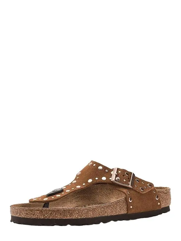 BIRKENSTOCK Gizeh Rivets Suede Thong Sandals - Taupe