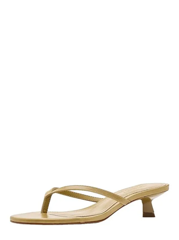 Schutz Carolyn Kitten Heel Thong Sandals - Ecru Olive