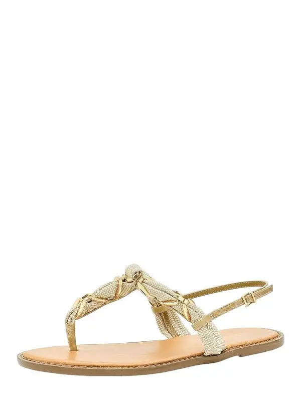 Schutz Camellia Braided Chain Link Detail T-strap Sandals - Neutral