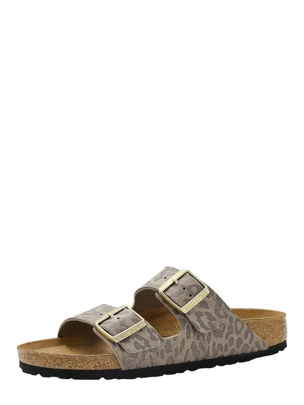 BIRKENSTOCK Arizona Leopard Print Slip-on Sandals - Gray
