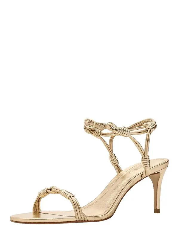 Schutz Nara Mid Stiletto Sandals With Gold Tone Accents - Multi