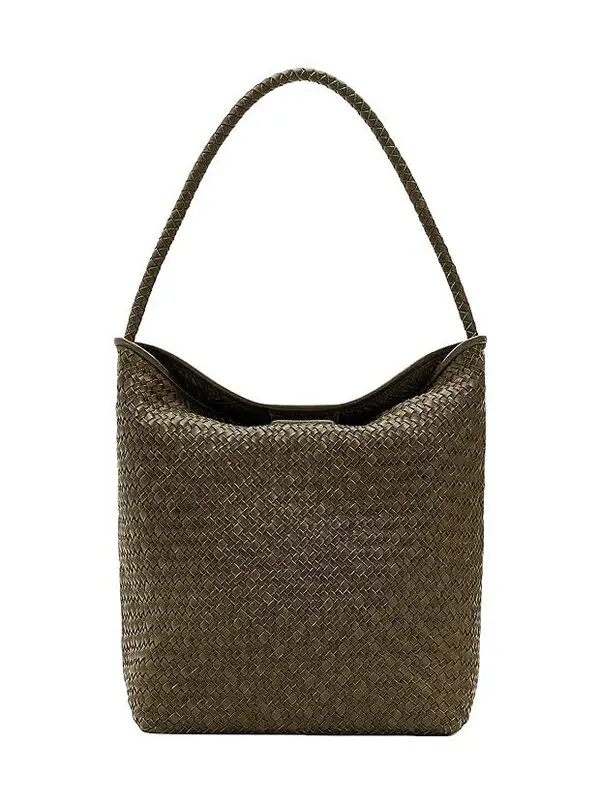 Madewell Woven Leather Bucket Shoulder Bag - Olive