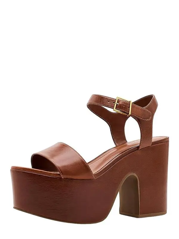 Schutz Tuke Platform Sandals With Block Heel - Tan