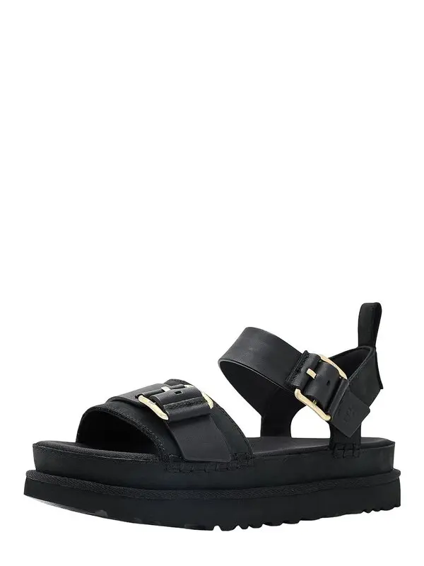 UGG Goldenstar Villa Sandals With Adjustable Buckle And Embossed Logo - Black