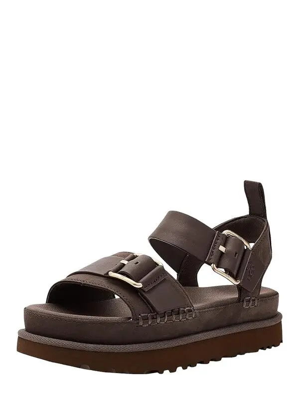 UGG Goldenstar Villa Sandals With Adjustable Buckle And Embossed Logo - Brown