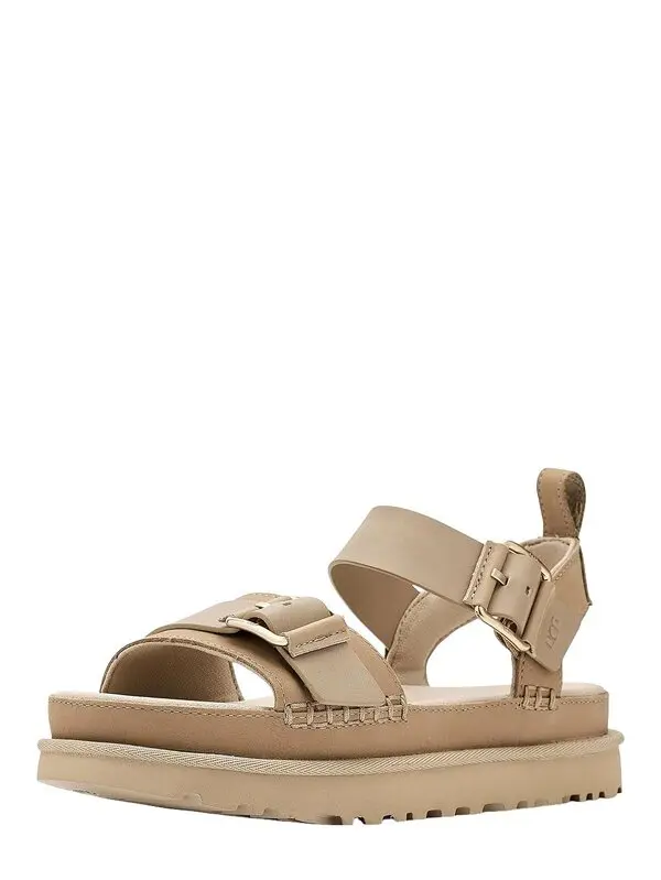 UGG Goldenstar Villa Sandals With Adjustable Buckle And Embossed Logo - Taupe