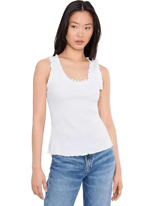 Vince Camuto Ruffle Rib Tank - White