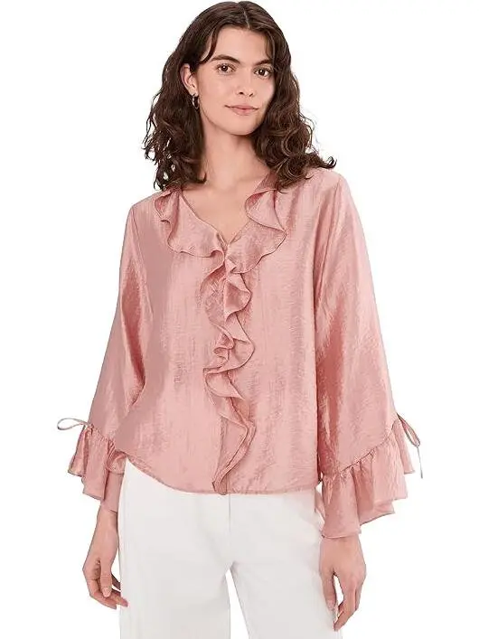 Vince Camuto Ruffle Sleeve V-neck Blouse - Orange