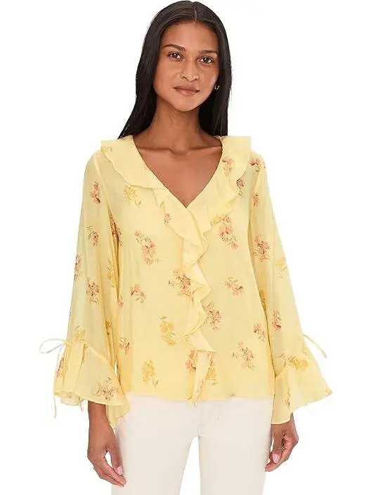 Vince Camuto Ruffle Sleeve V-neck Blouse - Yellow