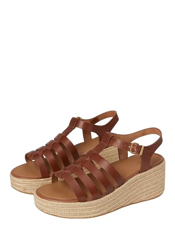 Fitflop Leather Fisherman Wedge Espadrille Sandals - Tan