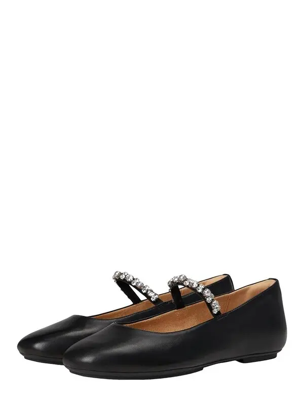 Fitflop Delicato Pearls And Crystal Embellished Soft Leather Ballerinas - Black