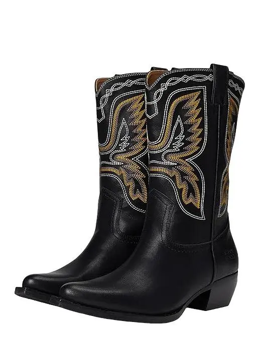 FRYE AND CO. Irlene Short Deco Stitch Cowboy Boots - Black