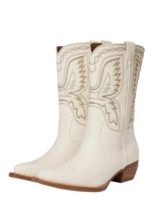 FRYE AND CO. Irlene Short Deco Stitch Cowboy Boots - Bone
