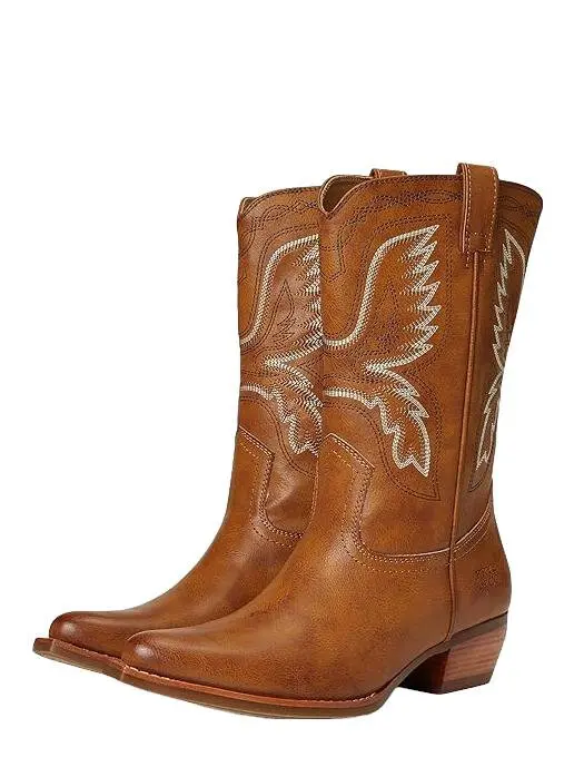 FRYE AND CO. Irlene Short Deco Stitch Cowboy Boots - Brown