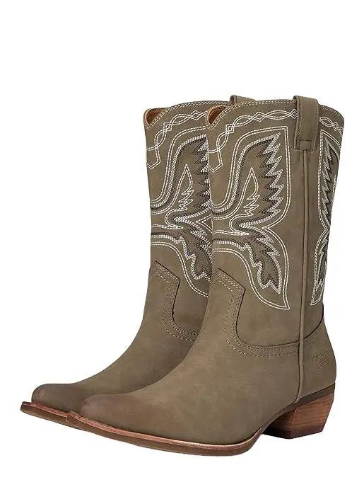 FRYE AND CO. Irlene Short Deco Stitch Cowboy Boots - Taupe