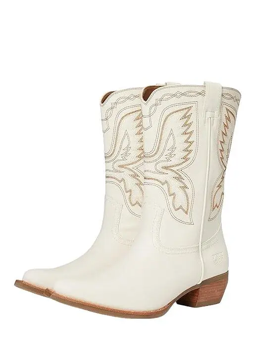 FRYE AND CO. Irlene Short Deco Stitch Cowboy Boots - White