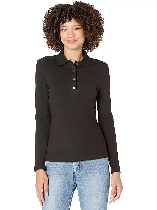 Lacoste Long Sleeve Slim Stretch Pique Polo - Black