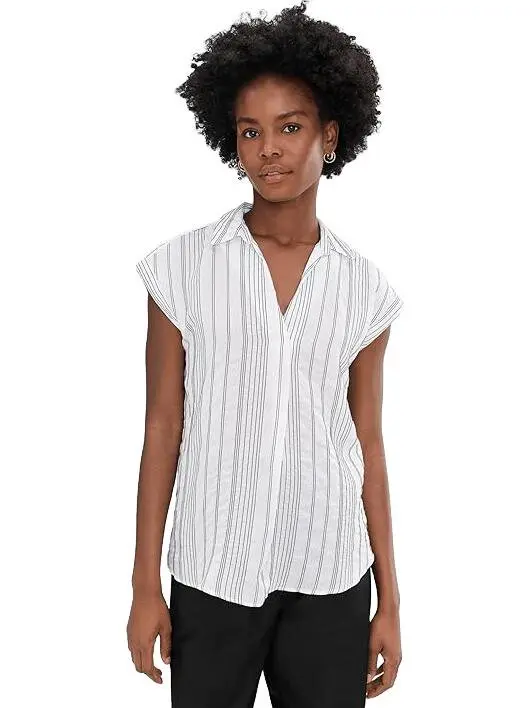 Vince Camuto Relaxed Collar Short Sleeve Blouse - White