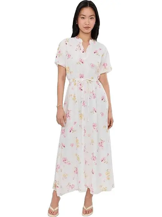 Vince Camuto Split Neck Floral Print Maxi Dress - White