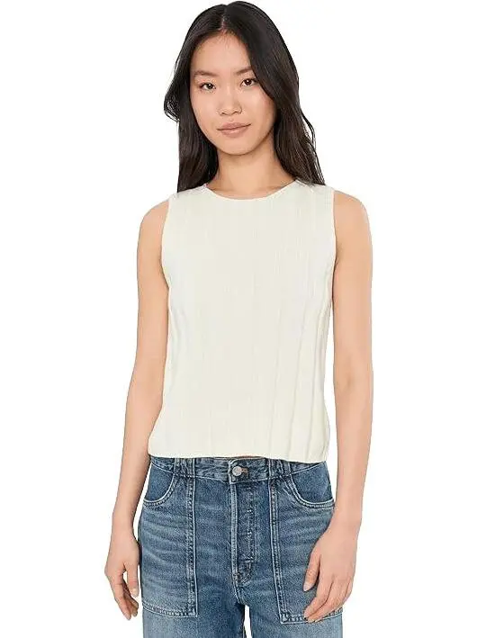 Vince Camuto Ribbed Crewneck Tank - White