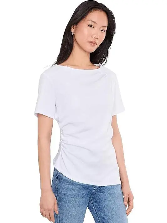 Vince Camuto Asymmetrical Short Sleeve Top - White